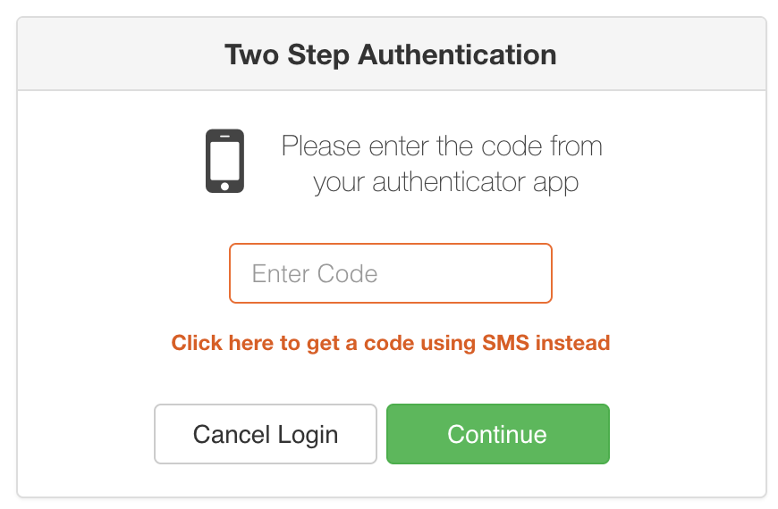 Authenticator App Support for Two Step Authentication