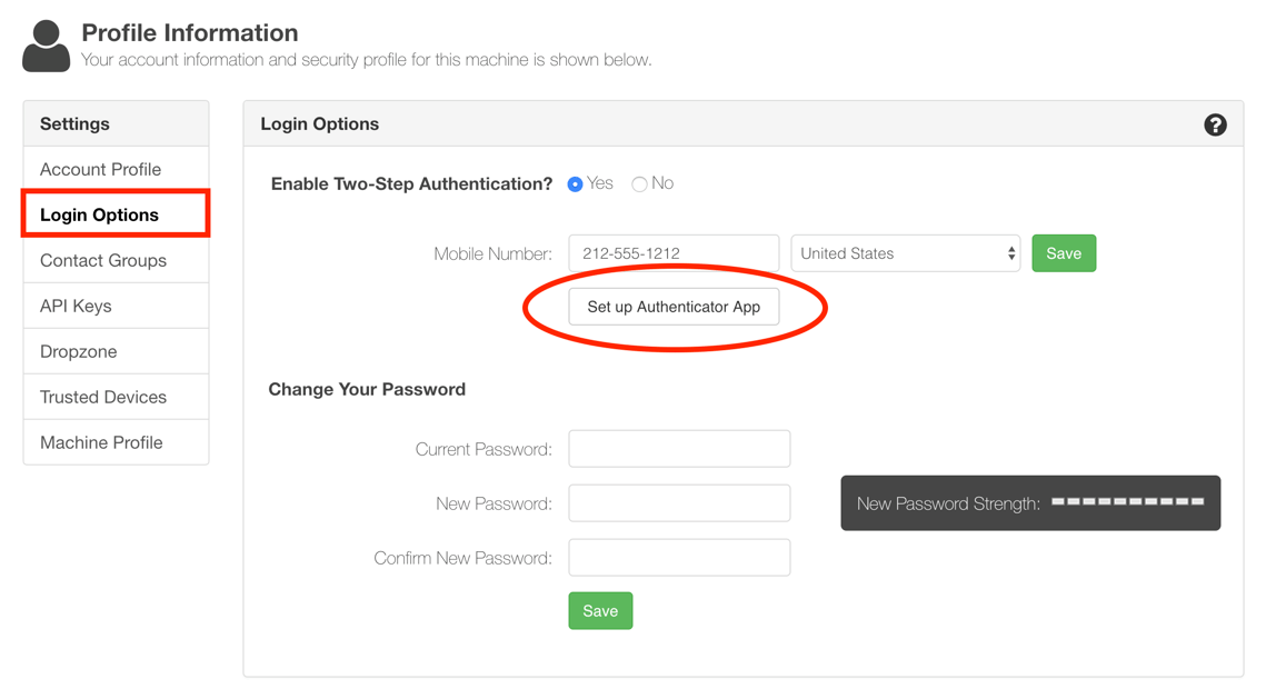 Authenticator App Support for Two Step Authentication
